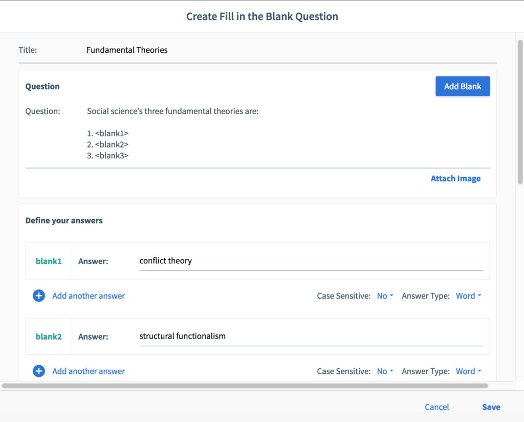 Fill in the Blank Questions for Assignments and in Class | Top Hat